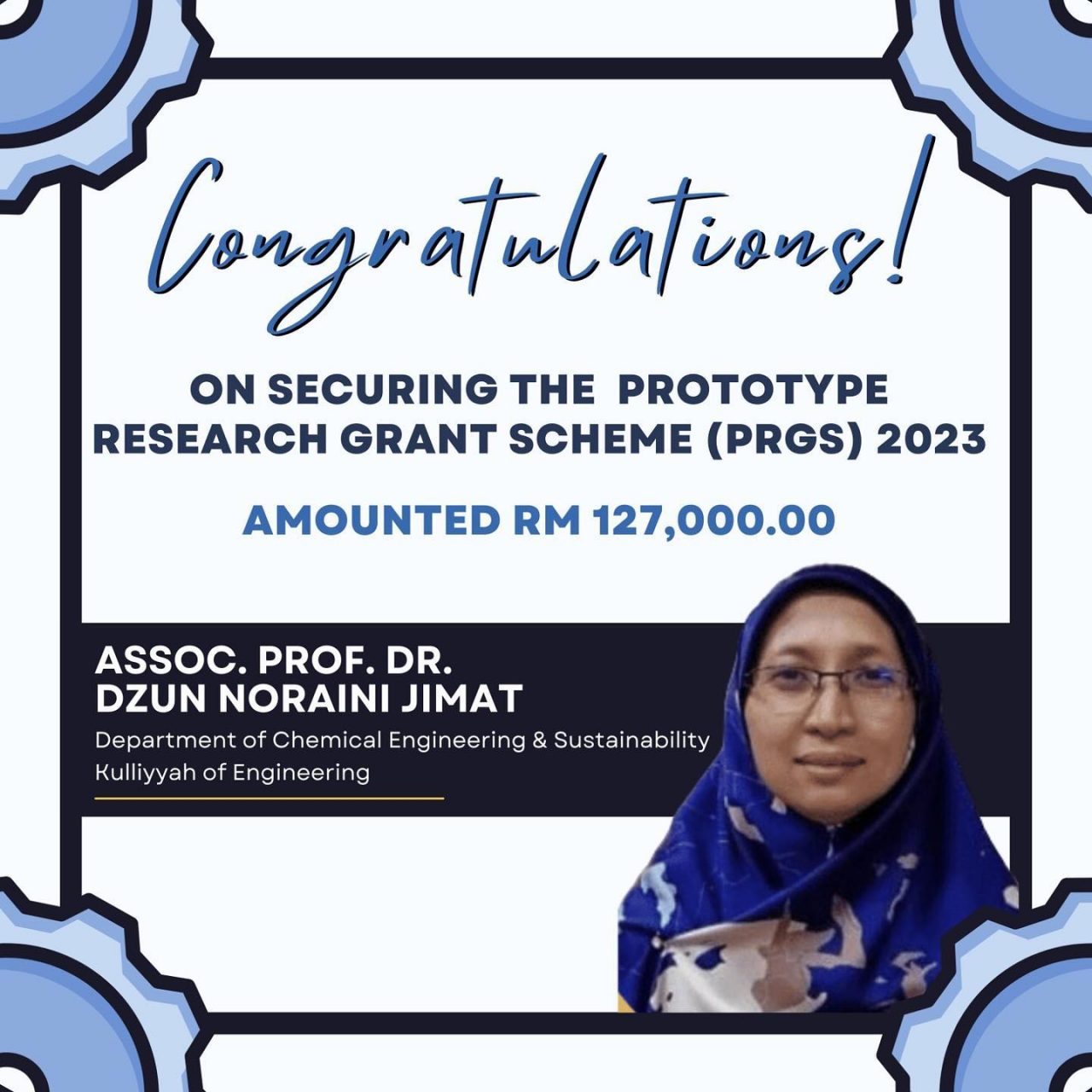 Dr. Dzun secured PRGS 2023 Grants | Department of Chemical Engineering & Sustainability