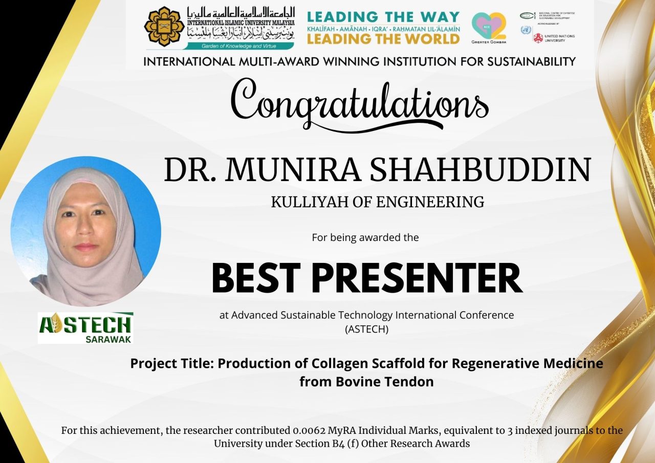 Dr. Munira was Awarded the Best Presenter at ASTECH conference 2024 ...